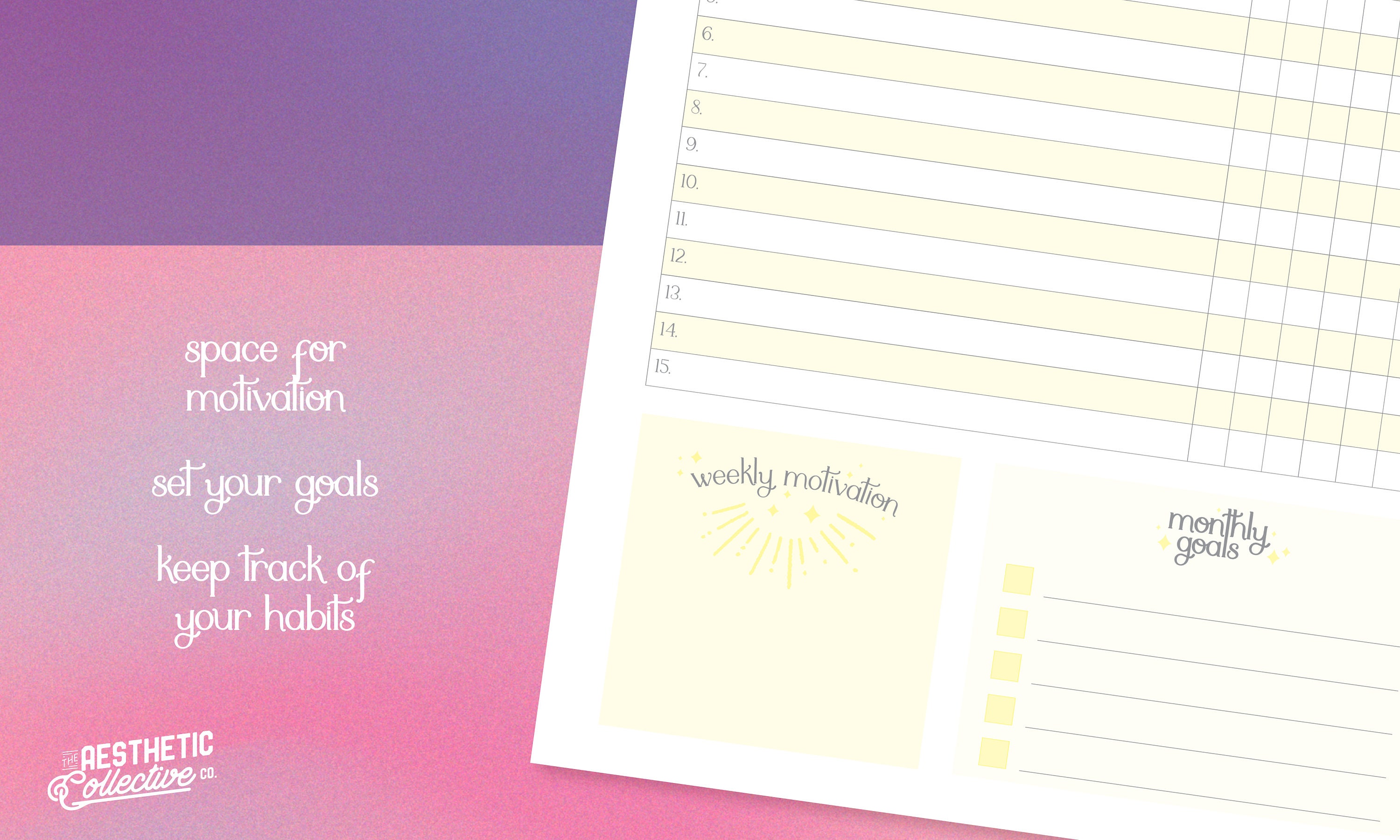 Pretty Retro Habit Tracker Bundle Habit Goals to Do Tracker Elegant ...