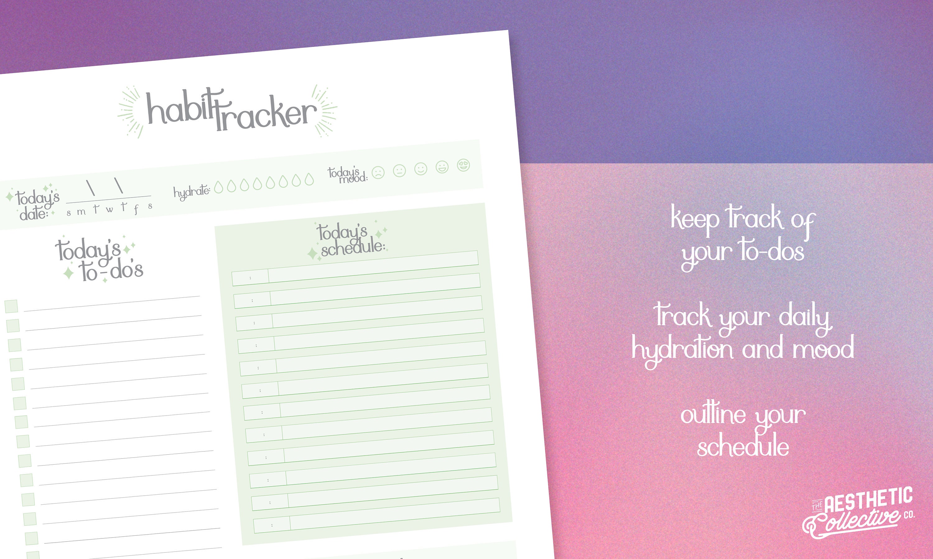 Pretty Retro Habit Tracker Bundle Habit Goals to Do Tracker Elegant ...