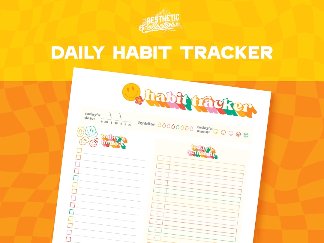 Daily Habit Tracker With a Groovy 70s Retro Aesthetic: Your Digital ...