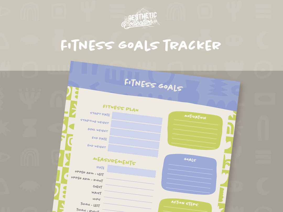 Fitness Goals Tracker With a Retro Aesthetic: Your Digital Sheets for ...
