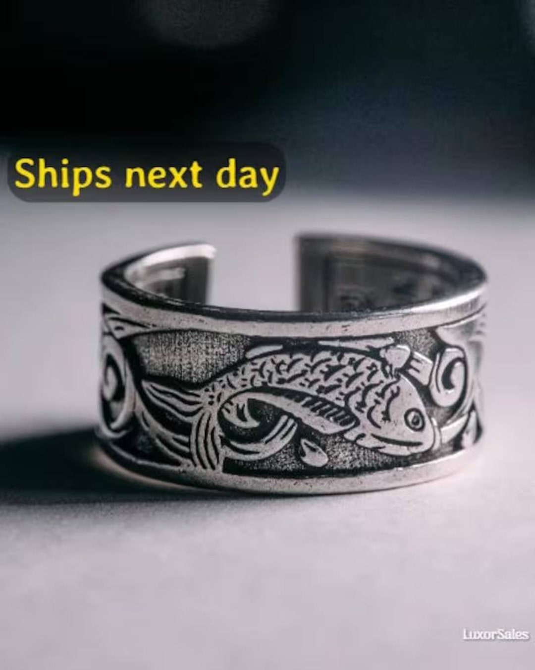 Koi Fish Ring Silver Koi Ring for Men Adjustable Koi Fish - Etsy