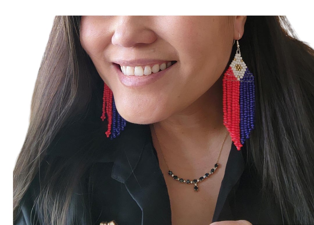 Filipiniana Philippines Jewelry Flag Beads Earrings Tear Drops Gifts ...