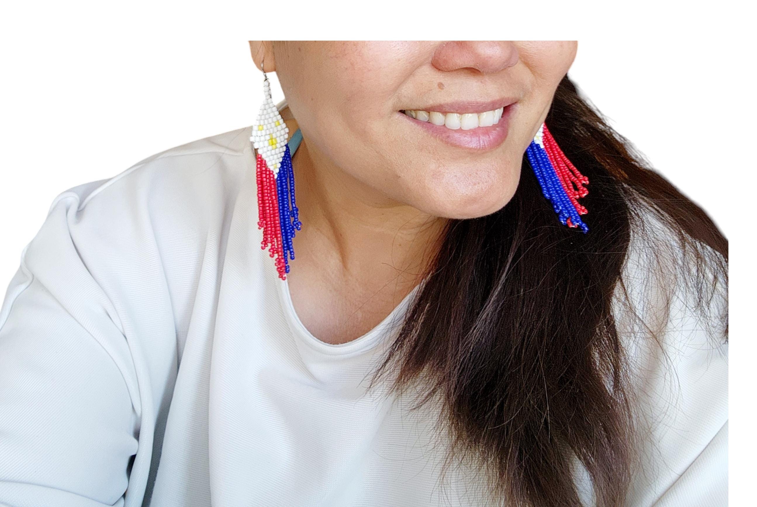 Filipiniana Philippines Jewelry Flag Beads Earrings Tear Drops Gifts ...