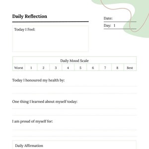 Printable Daily Wellness Planner, Self-care Journal, Week Habit Tracker ...