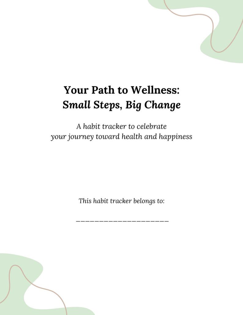Printable Daily Wellness Planner, Self-care Journal, Week Habit Tracker ...