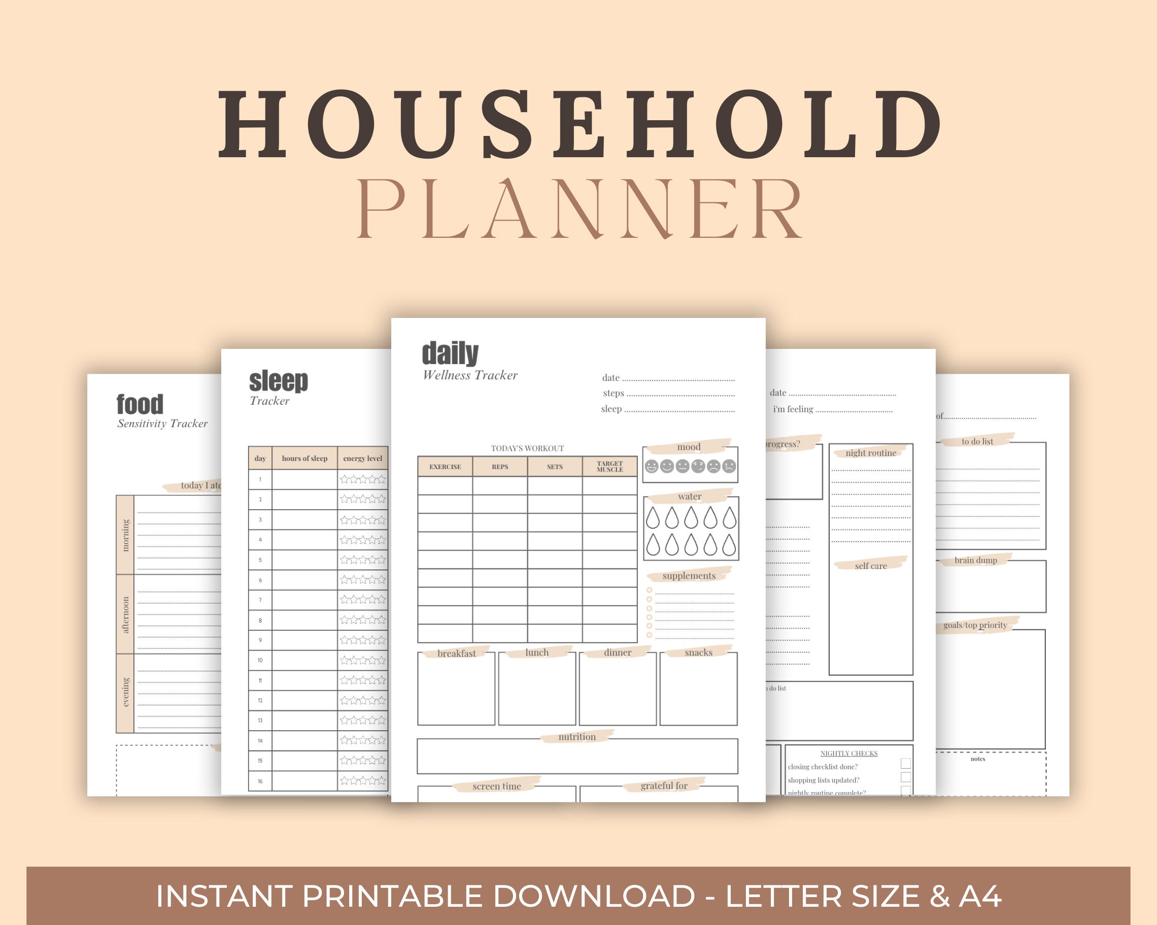 Printable Household Planner: Family Organizer, Home Management (PDF) - Etsy