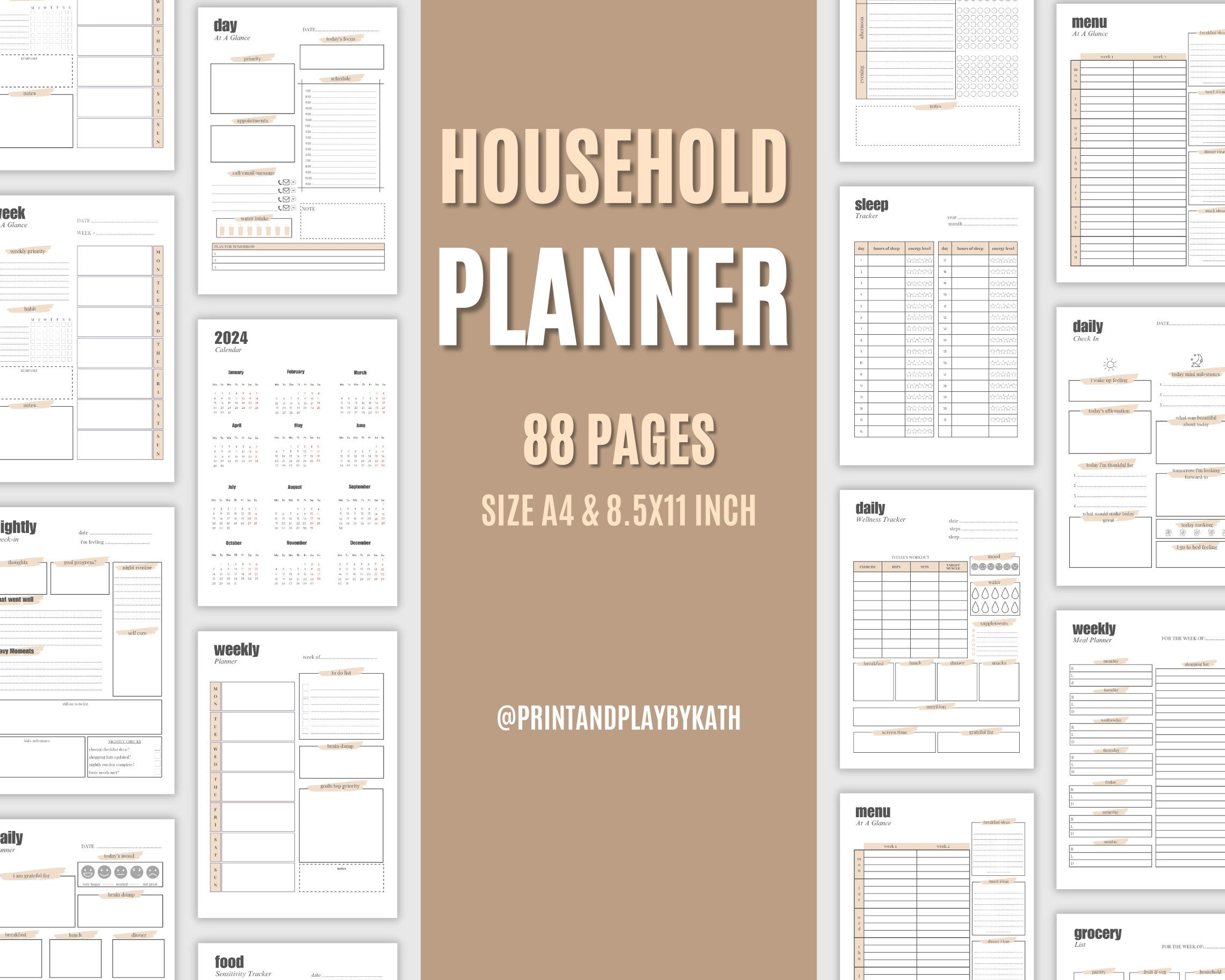 Printable Household Planner: Family Organizer, Home Management (PDF) - Etsy