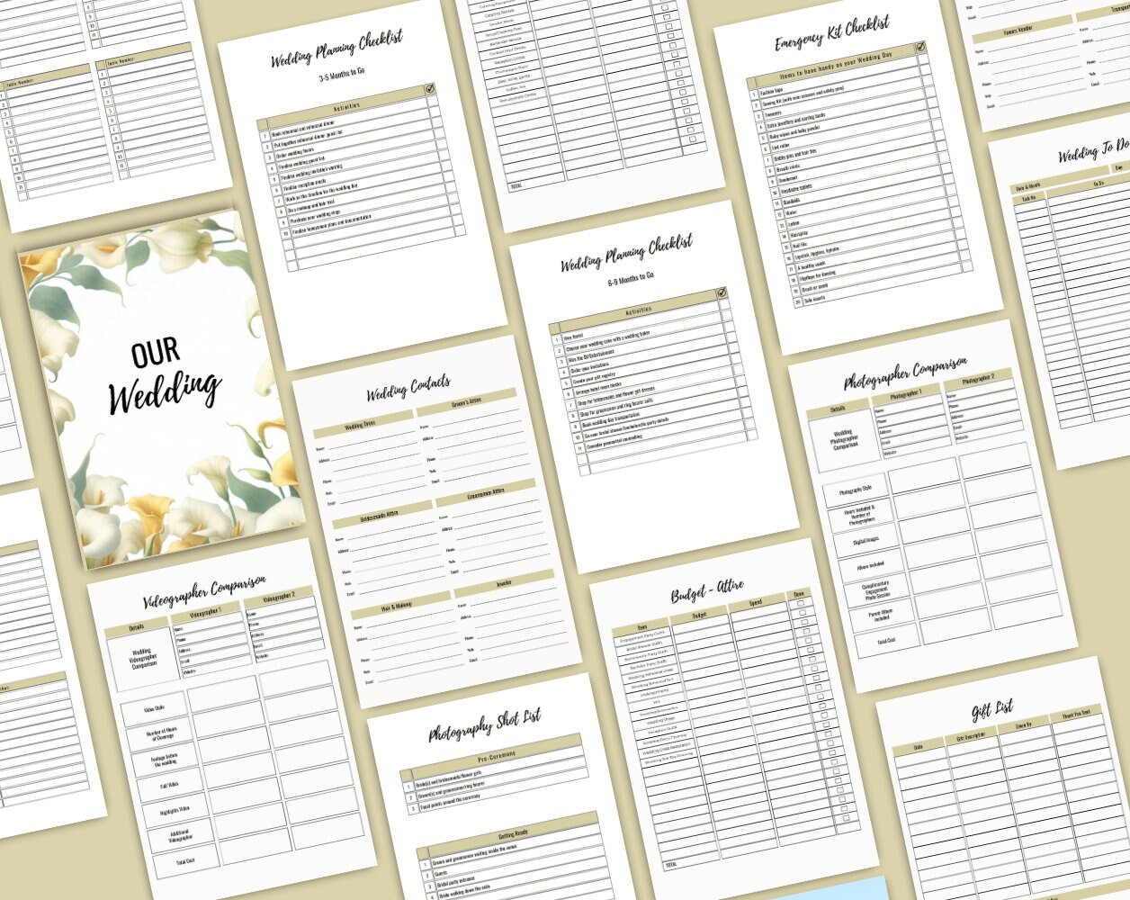 Printable Wedding Planner Book, Wedding Checklist, Wedding Binder ...