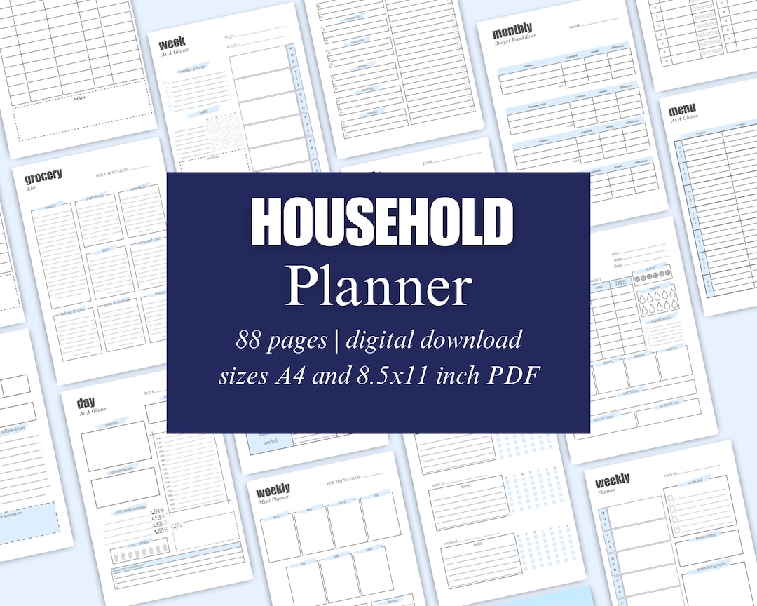 Printable Household Planner, Family Planner Organizer, Home Management ...
