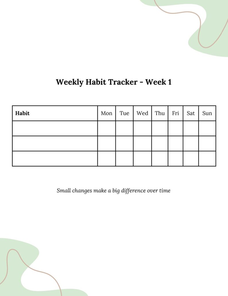 Printable Daily Wellness Planner, Self-care Journal, Week Habit Tracker ...