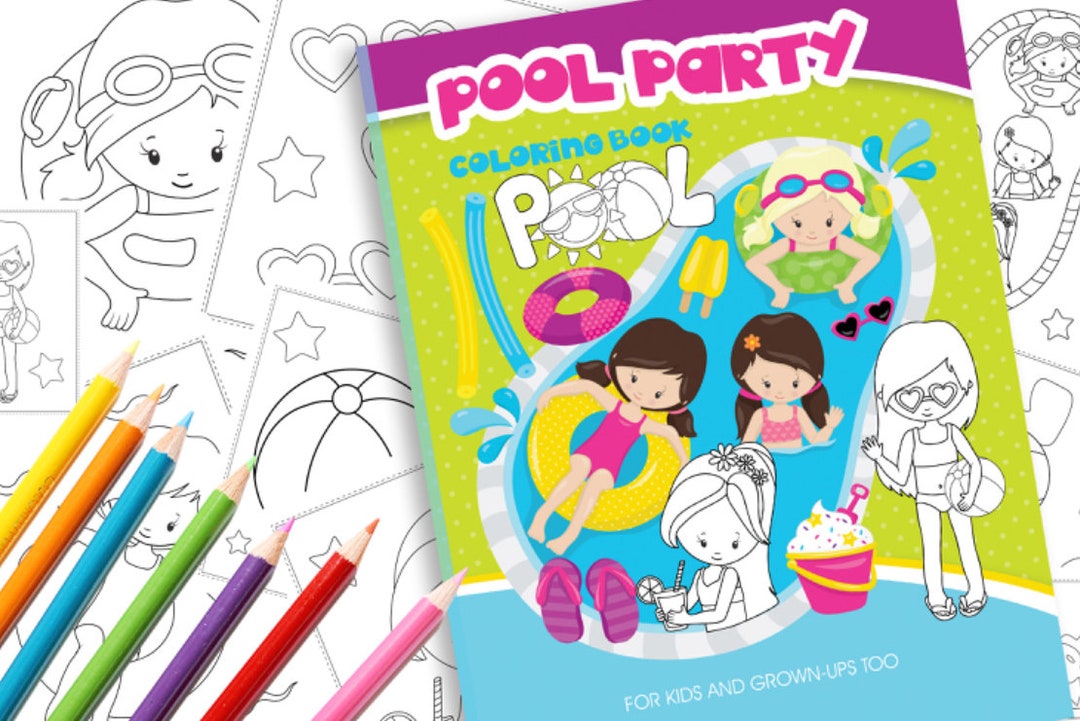Pool Party Coloring Book Coloring Pages Colouring - Etsy