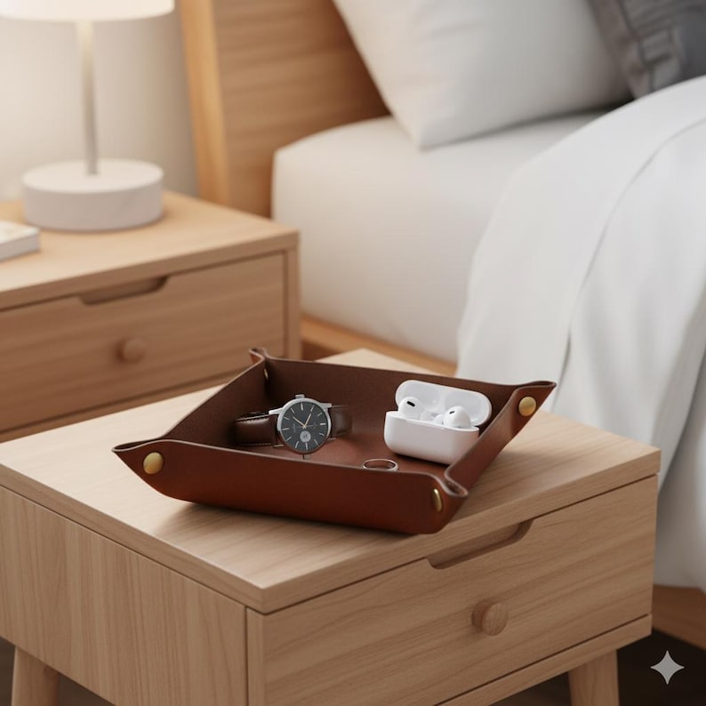 Personalized Leather Valet Tray for Him/her, Custom Engraved Catchall ...
