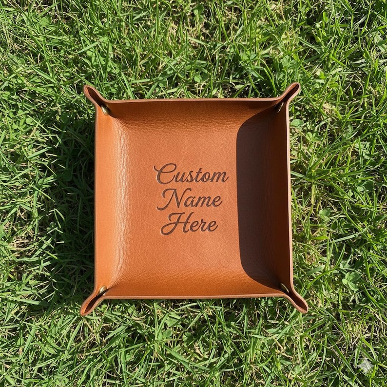 Personalized Leather Valet Tray for Him/her, Custom Engraved Catchall ...