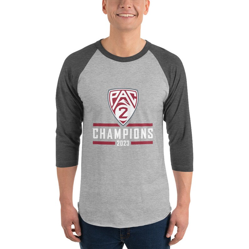Wazzu Pac-2 Champions Unisex 3/4 Sleeve Raglan Shirt - Heather Grey - Etsy