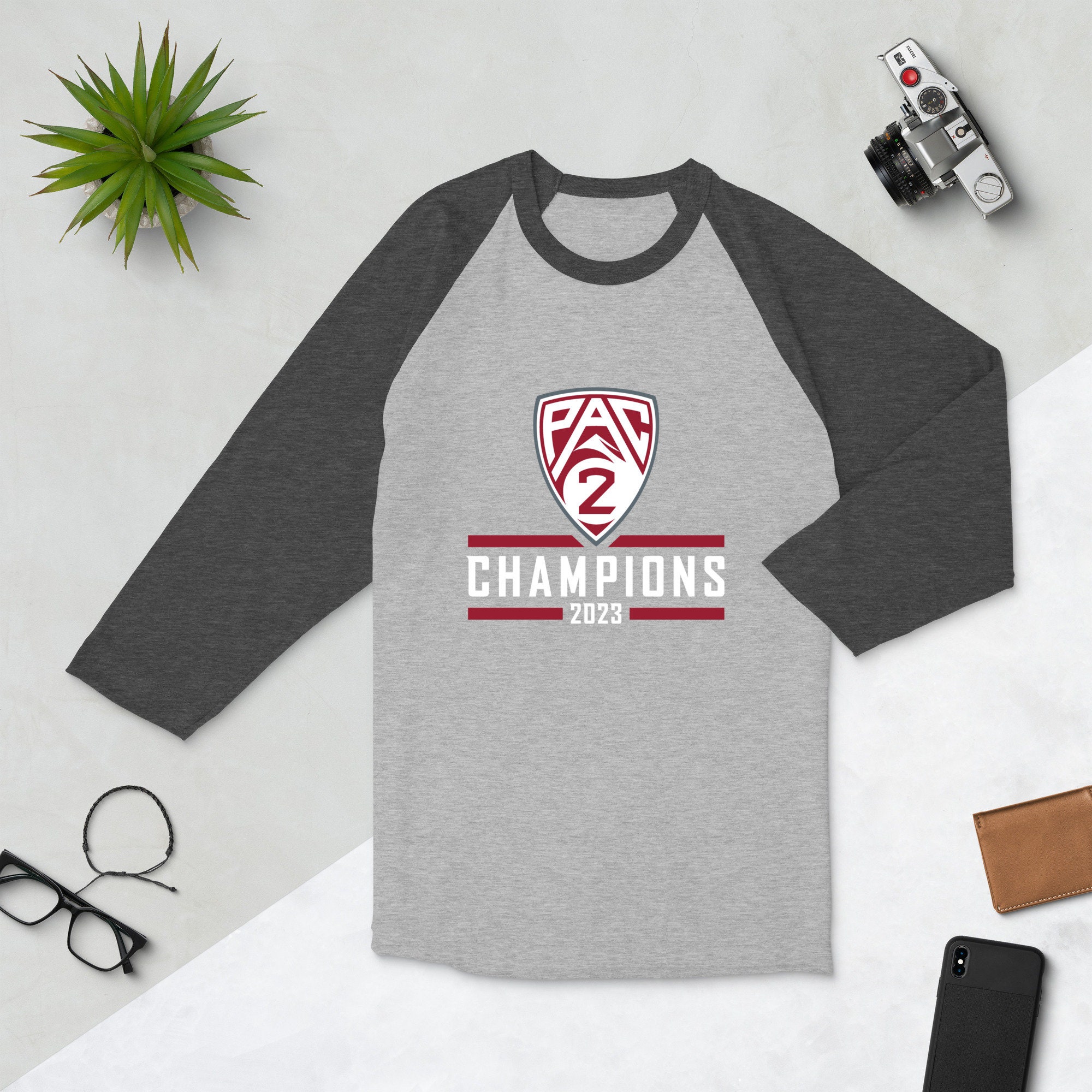 Wazzu Pac-2 Champions Unisex 3/4 Sleeve Raglan Shirt Heather - Etsy