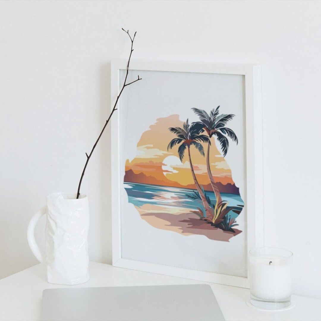 El arte imprimible de la playa, descarga digital de arte imprimible ...