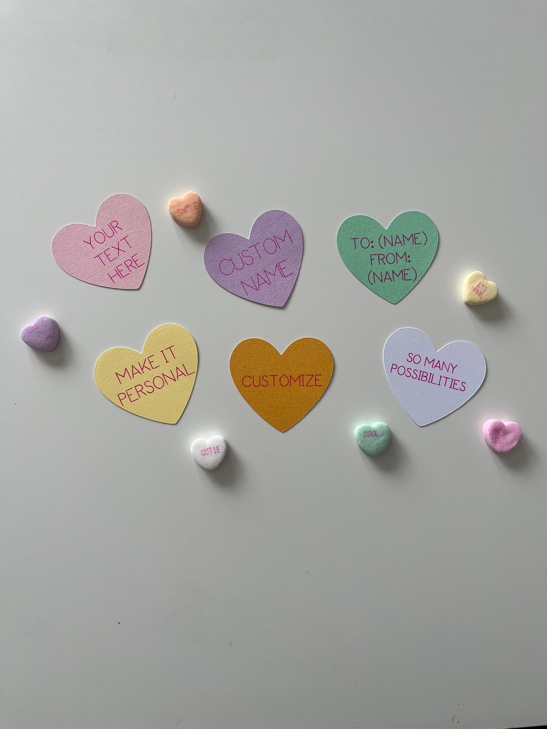 CUSTOM Conversation Hearts | Paper Candy Hearts | Valentine's Day ...