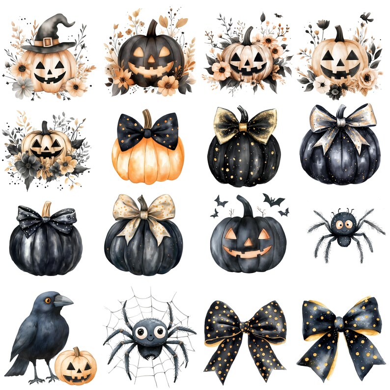 Watercolor Cute Halloween Clipart Mega Bundle, Kids PNG Graphics - Etsy