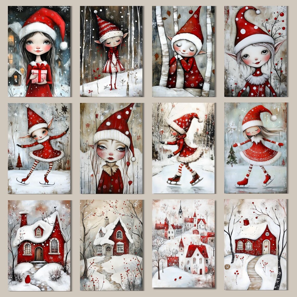Whimsical Christmas Graphics Kit: Festive Digital Art (printable Sheets ...