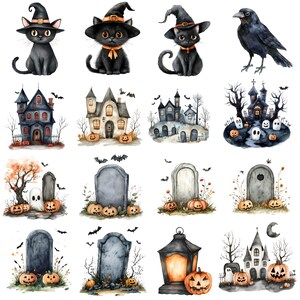 Watercolor Cute Halloween Clipart Mega Bundle, Halloween Graphics, Kids ...
