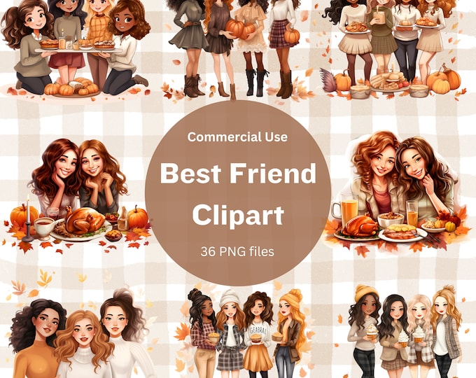 Autumn Best Friends Clipart: "girls SITTING Clipart" Bff Clipart Mug ...