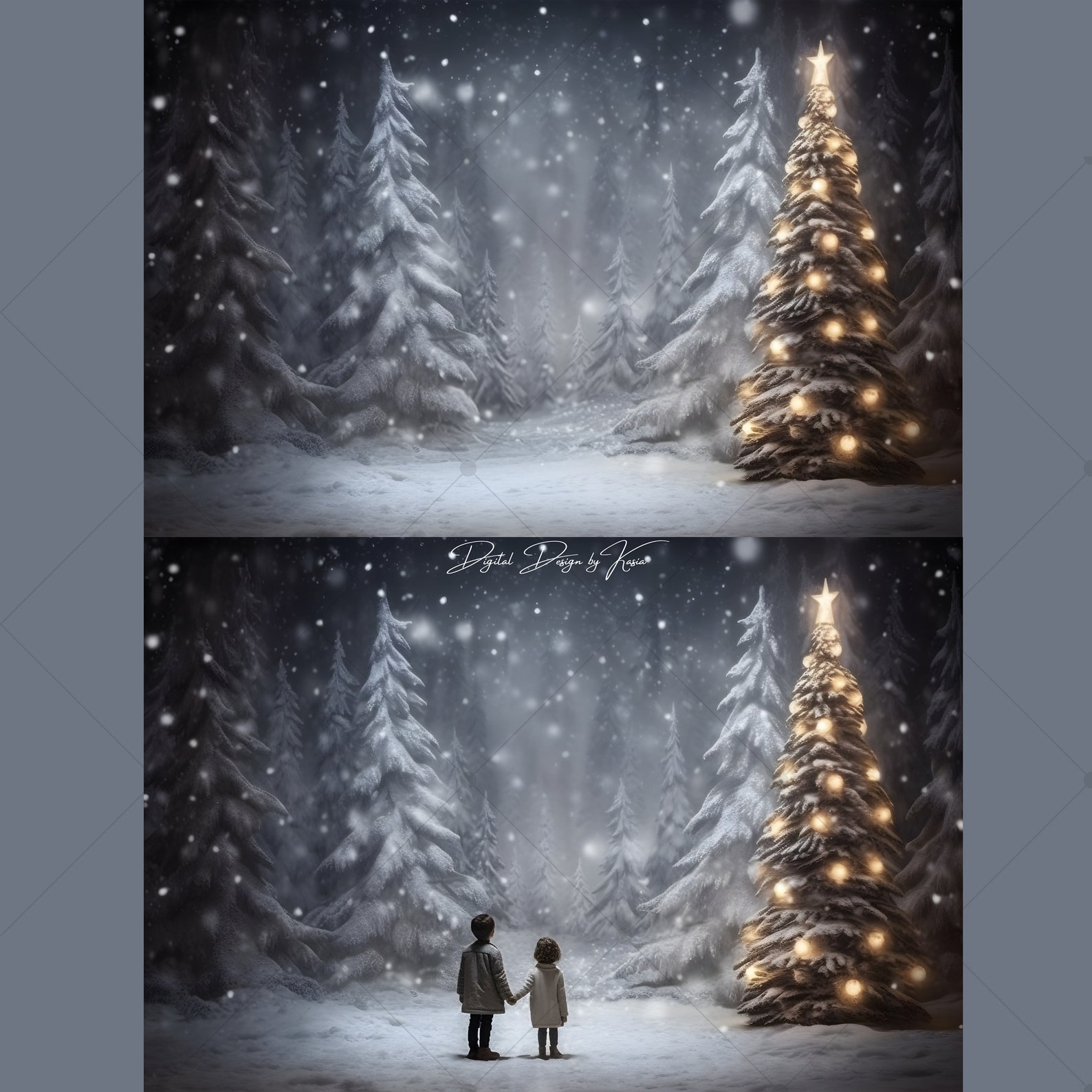 Winter Wonderland Digital Backdrop Bundle, 4 Christmas Digital ...