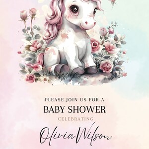 Cute Baby Unicorn Watercolor Clipart, Babyshower Clipart PNG, Flower ...