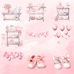 Pink Baby Shower Clipart: Watercolor Teddy Bear PNG (digital Download ...
