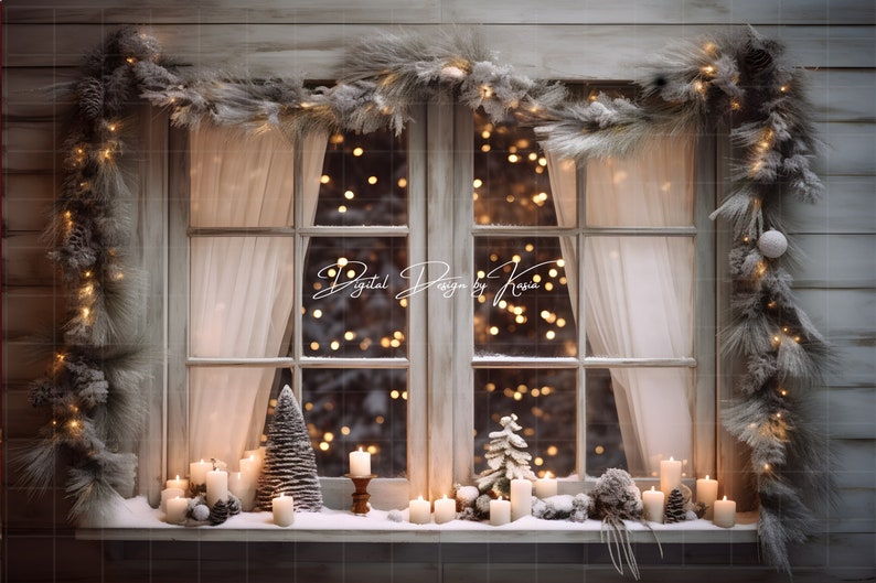 Christmas Window Digital Backdrop, Christmas Window Digital Backdrop ...