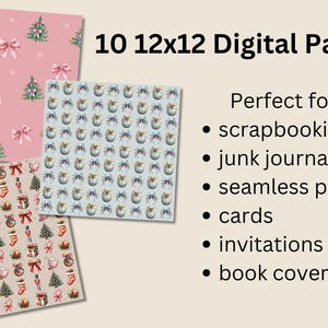 Coquette Christmas Digital Paper: Seamless Bow Patterns (digital ...