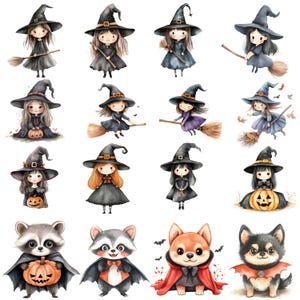 Watercolor Cute Halloween Clipart Mega Bundle, Kids PNG Graphics - Etsy