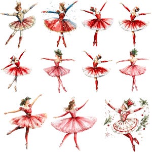 Watercolor Nutcracker Ballet Clipart: Christmas Ballerinas (PNG Digital ...