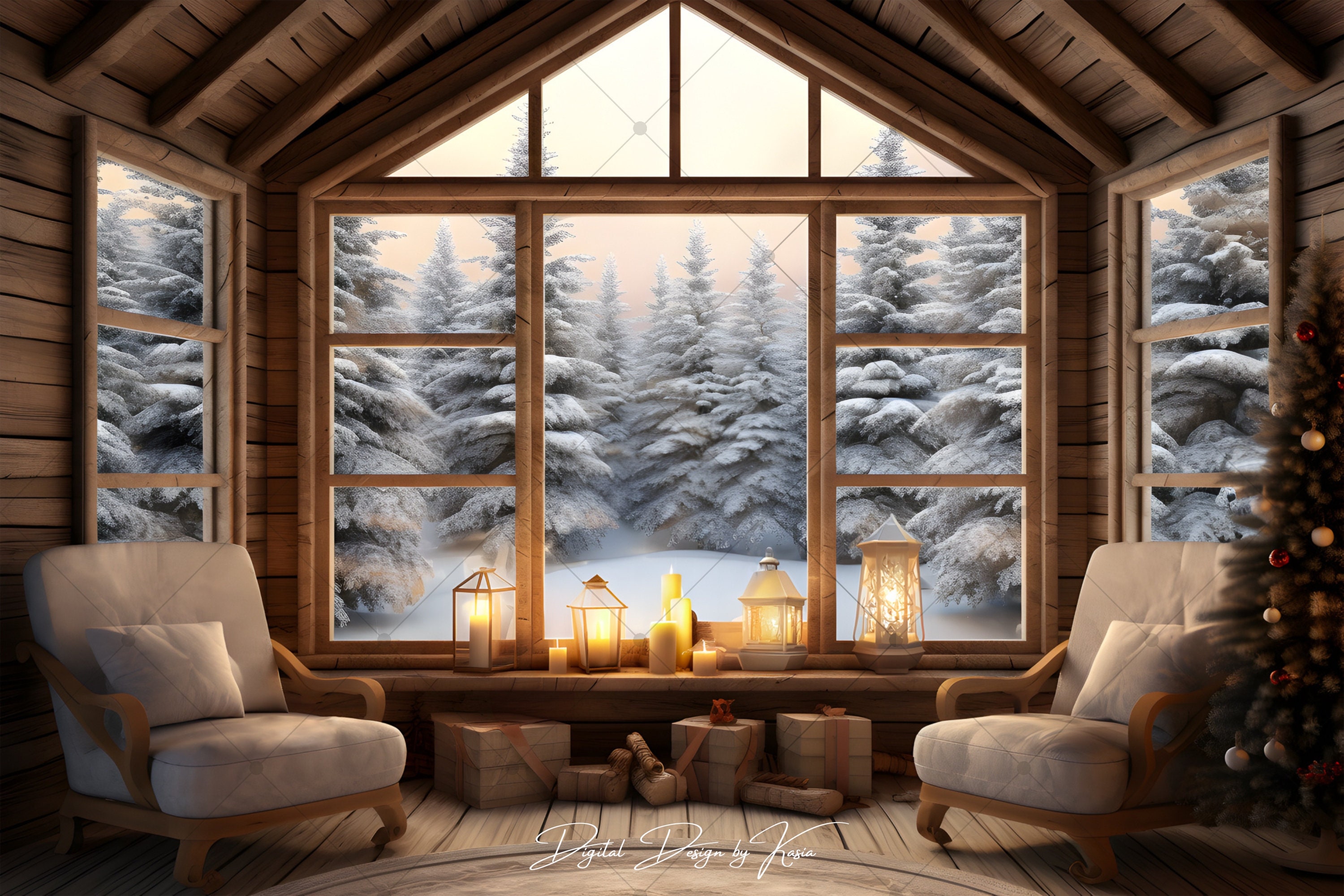 Christmas Cabin Digital Backdrop Mountain Cabin Christmas - Etsy UK