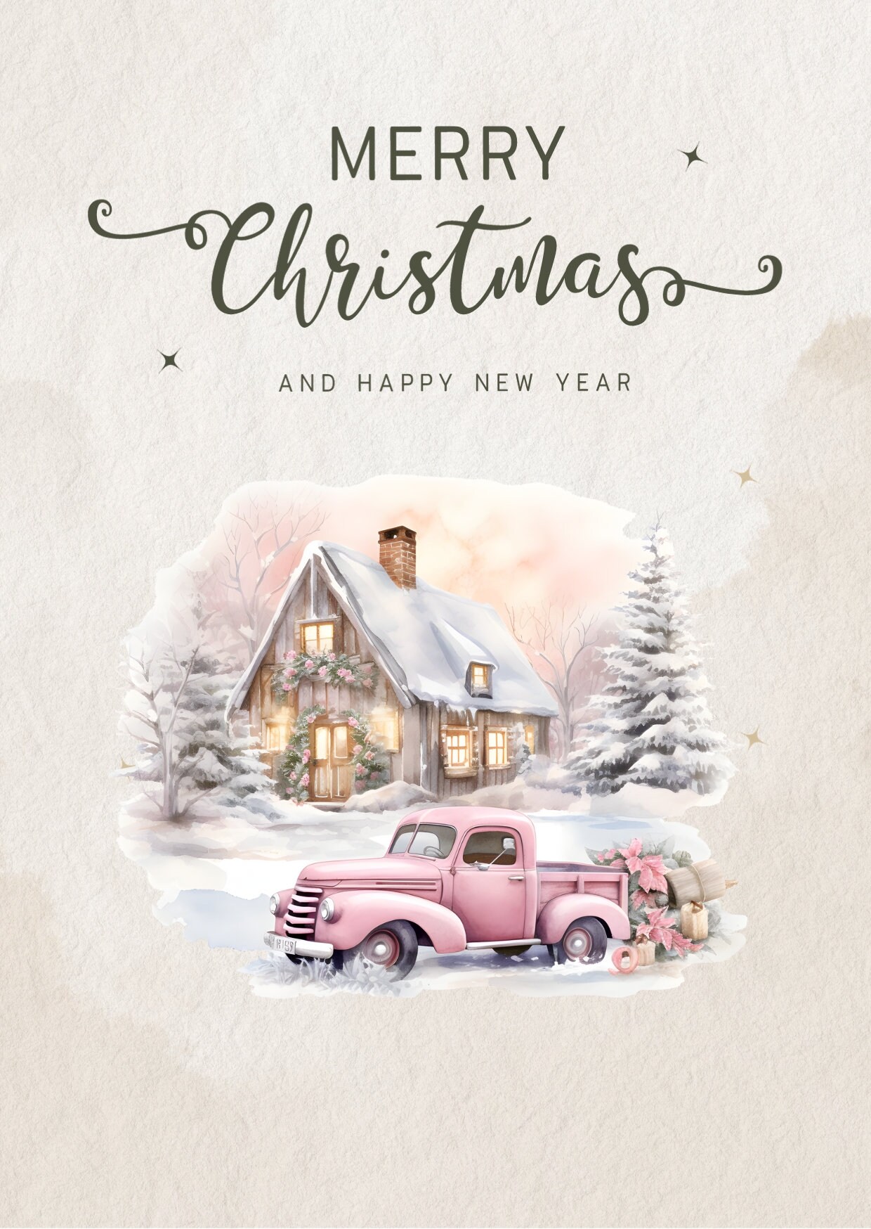 Watercolor Christmas Truck Clipart, 18 Pastel Watercolor Vintage ...