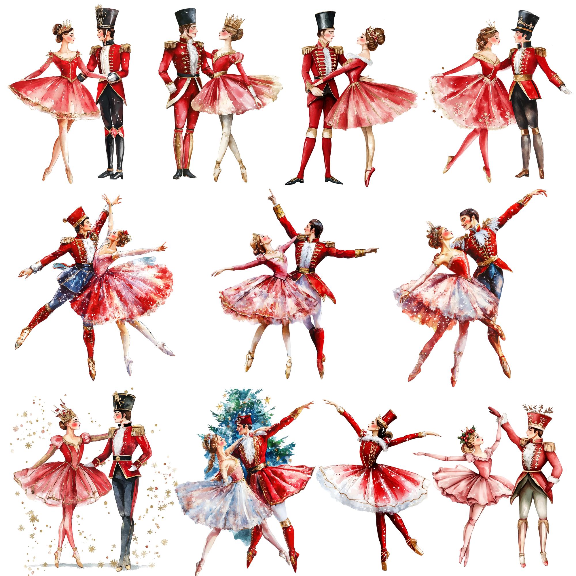 Watercolor Nutcracker Ballet Clipart: Christmas Ballerinas (PNG Digital ...