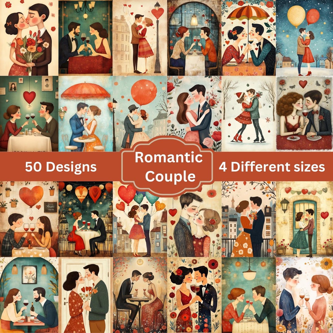 Romantic Couple Junk Journal Kit: Whimsical Love Papers (digital ...
