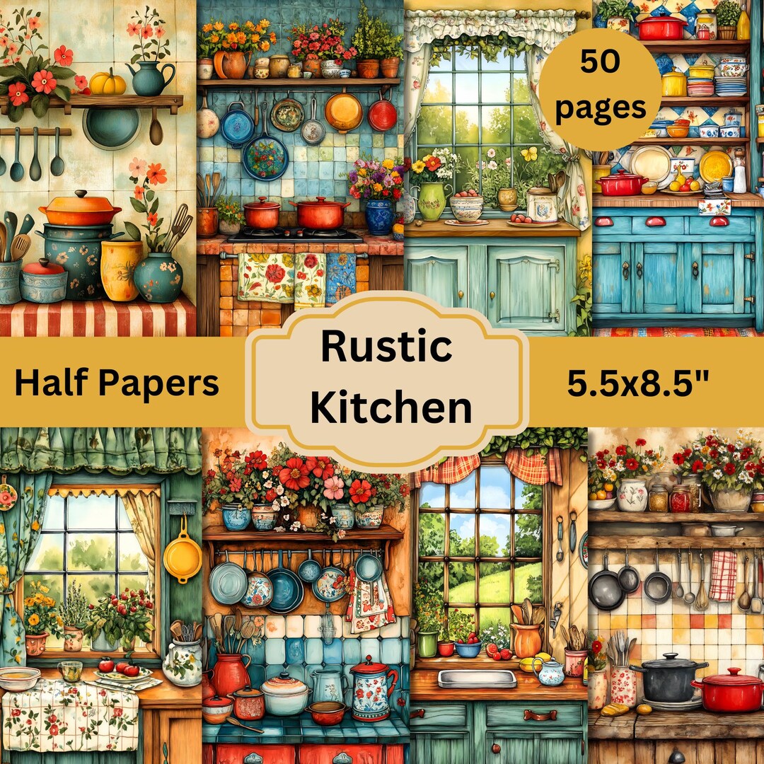 Rustic Cottage Kitchen Papers: Retro Collage Sheets (digital Download ...