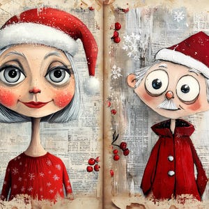 Whimsical Christmas Portraits Junk Journal Pages: Holiday Collage ...