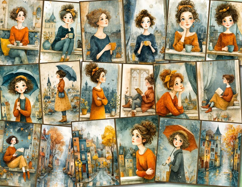 Autumn in the City Junk Journal Page: Rainy Fall Designs (digital ...