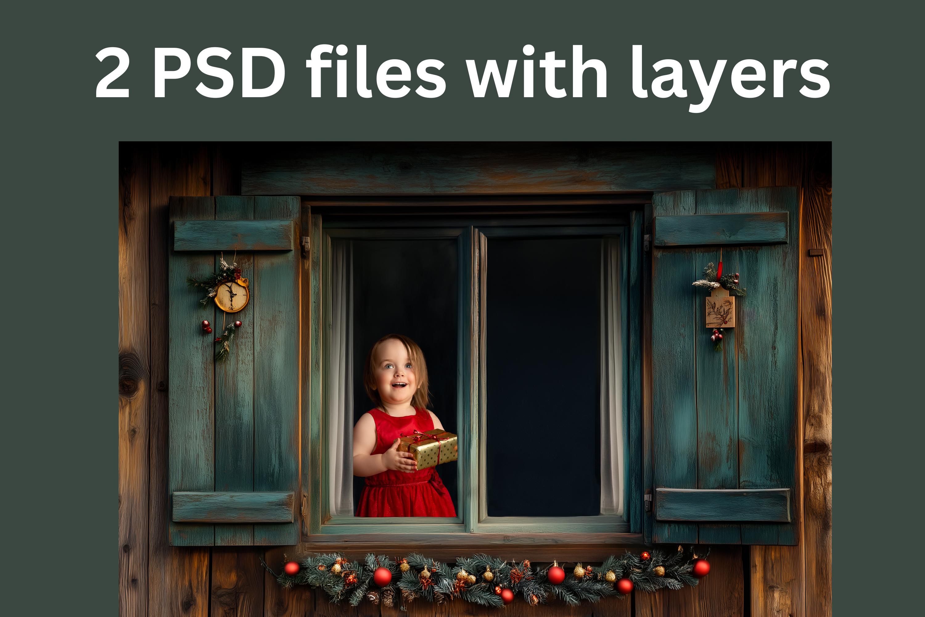 Rustic Christmas Window Digital Backdrop: Cozy Holiday Overlay (2 PSD Files) - Etsy