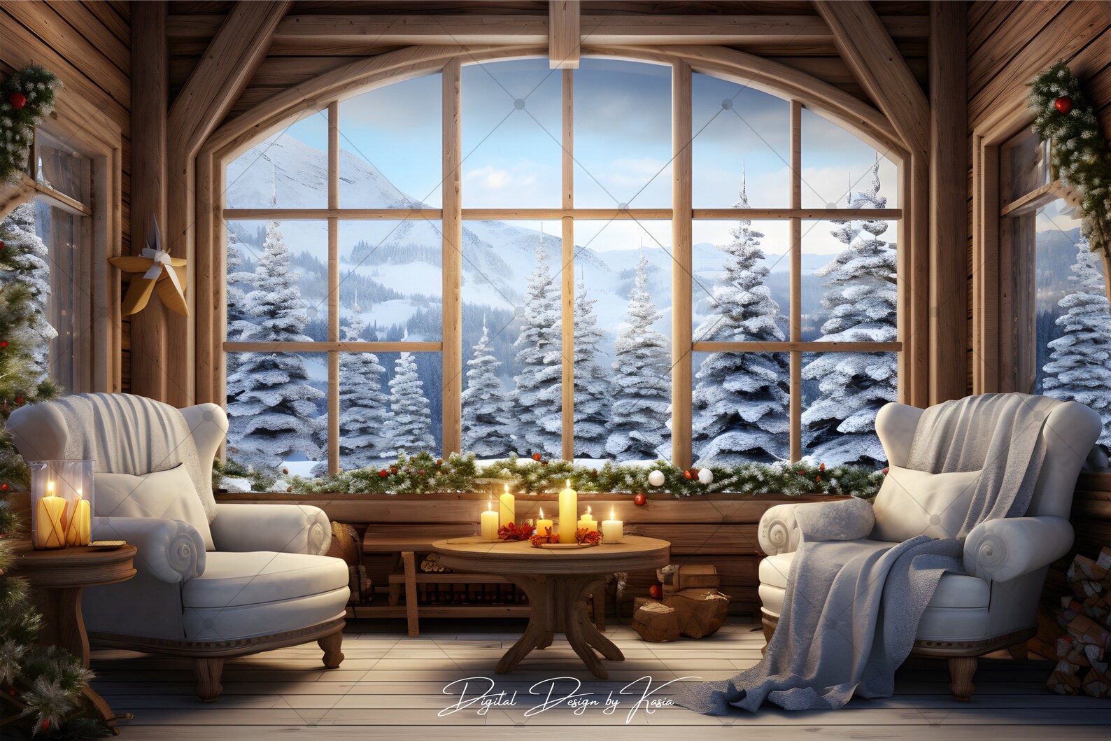Christmas Cabin Digital Backdrop Mountain Cabin Christmas - Etsy UK