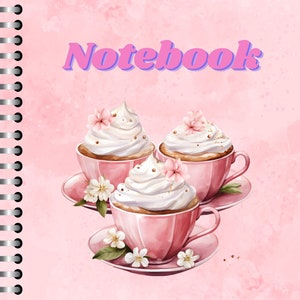 Watercolor Pink Spring Coffee Clipart: Floral Latte PNG (digital ...