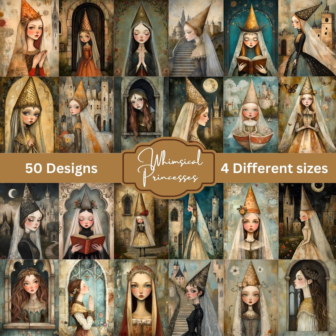 Whimsical Medieval Princesses Art Cards: Junk Journal Kit (digital ...