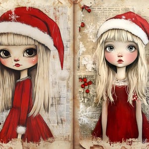 Whimsical Christmas Portraits Junk Journal Pages: Holiday Collage ...