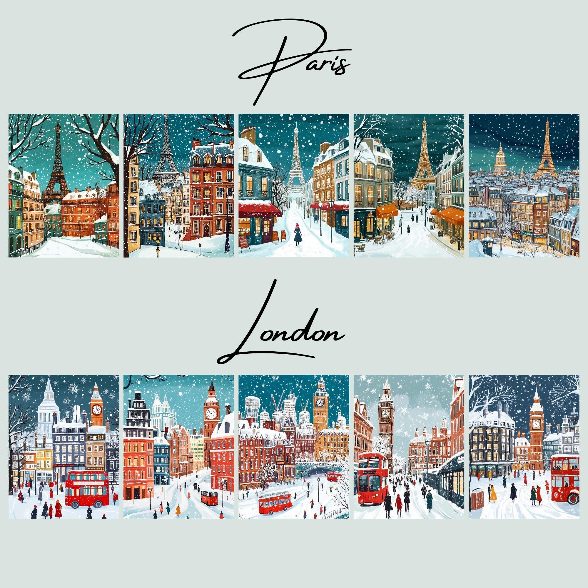 Winter Cityscapes Printable Paper: Scrapbooking & Cardmaking (digital ...