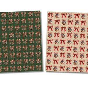 Coquette Christmas Digital Paper: Seamless Bow Patterns (digital ...