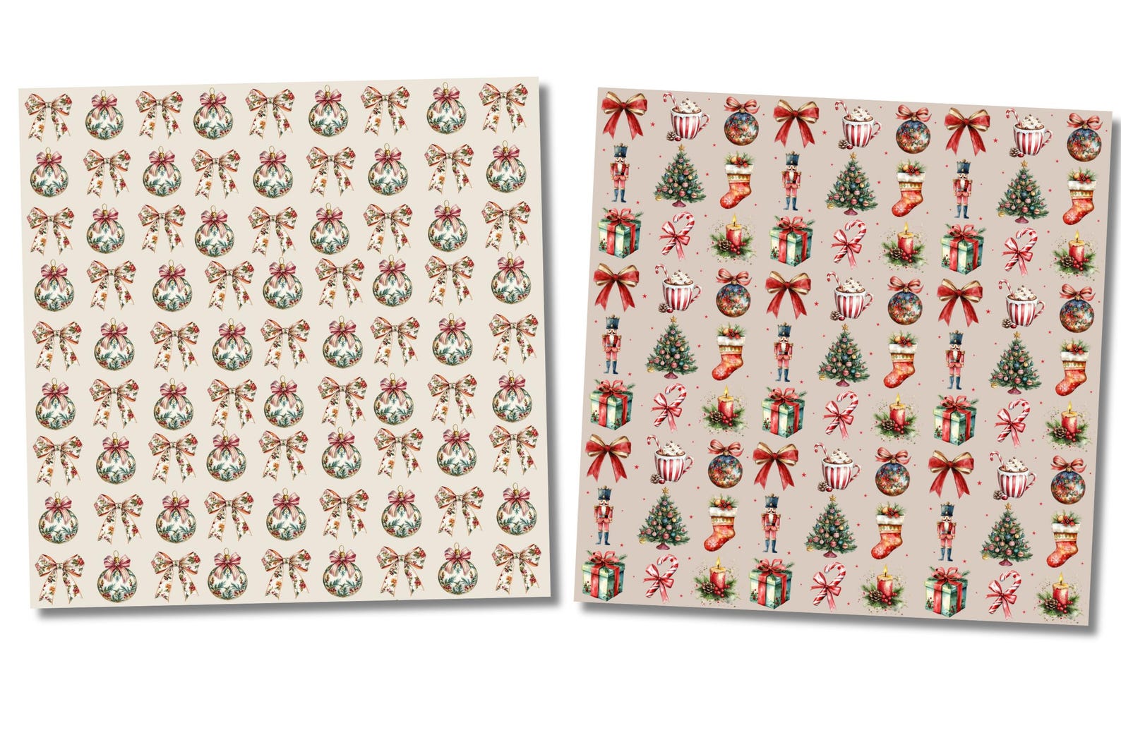 Coquette Christmas Digital Paper: Seamless Bow Patterns (digital ...