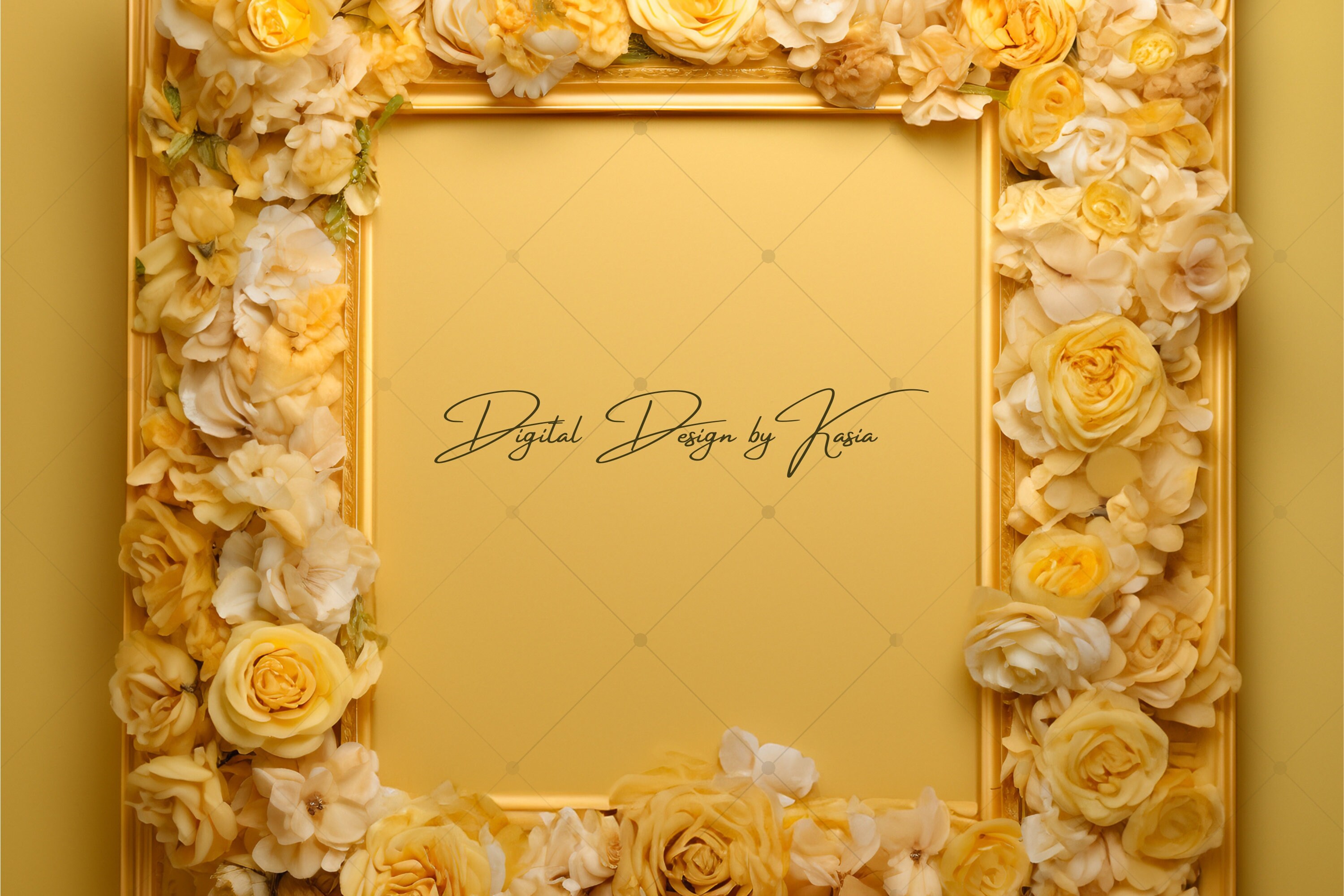 Yellow Roses Floral Frame Digital Backdrop: Beauty Photography (digital ...