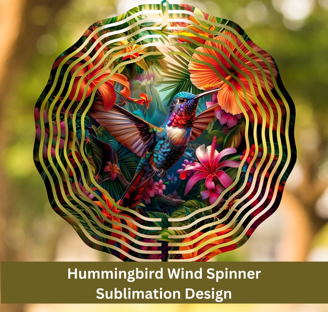 Hummingbird Wind Spinner Sublimation Design: Tropical Garden Art (PNG ...