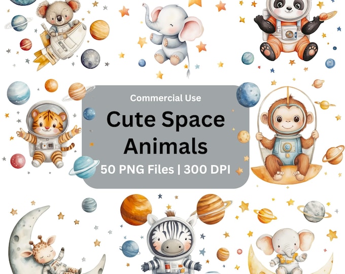 Cute Astronaut Safari Clipart, Cute Space Clipart, Outer Space, Safari ...